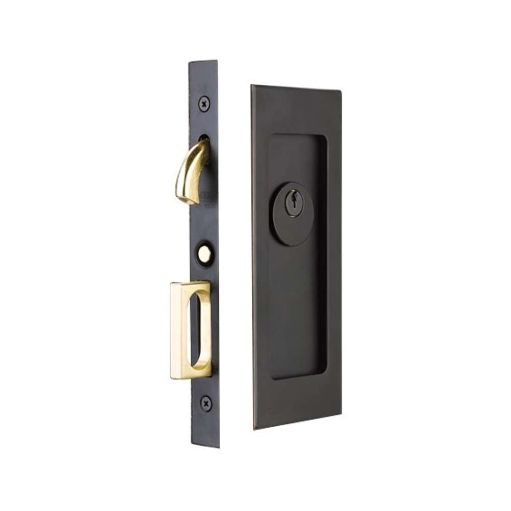 Emtek 2113 Modern Rectangular Mortise Keyed Pocket Door Lock