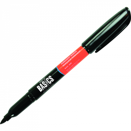 Basics® Permanent Markers Pen Style Fine Tip Black 12/box Monk Office