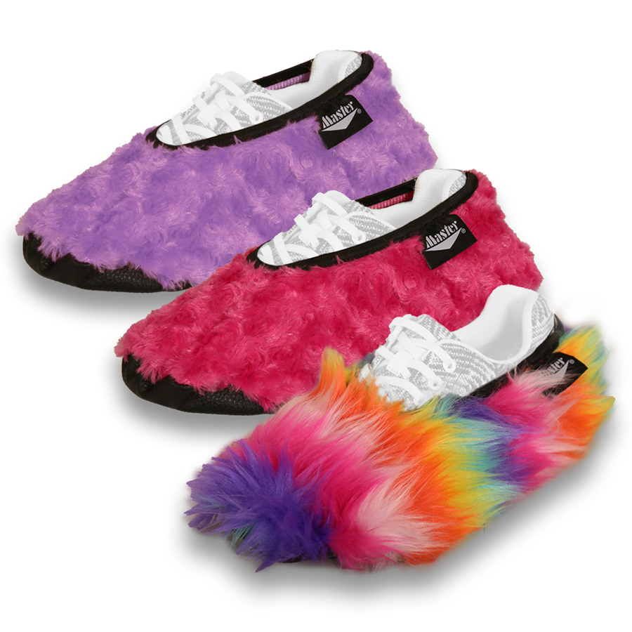 Master Ladies Fuzzy Bowling Shoe Covers – Rainbow, Fuchsia, Lavender